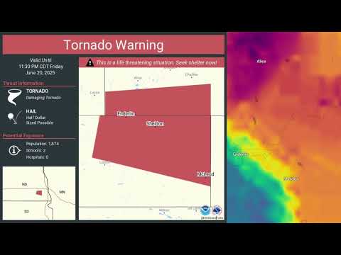 20th June 2025 - PDS Tornado Warning - Enderlin, Sheldon, North Dakota - NOAA Weather Radio