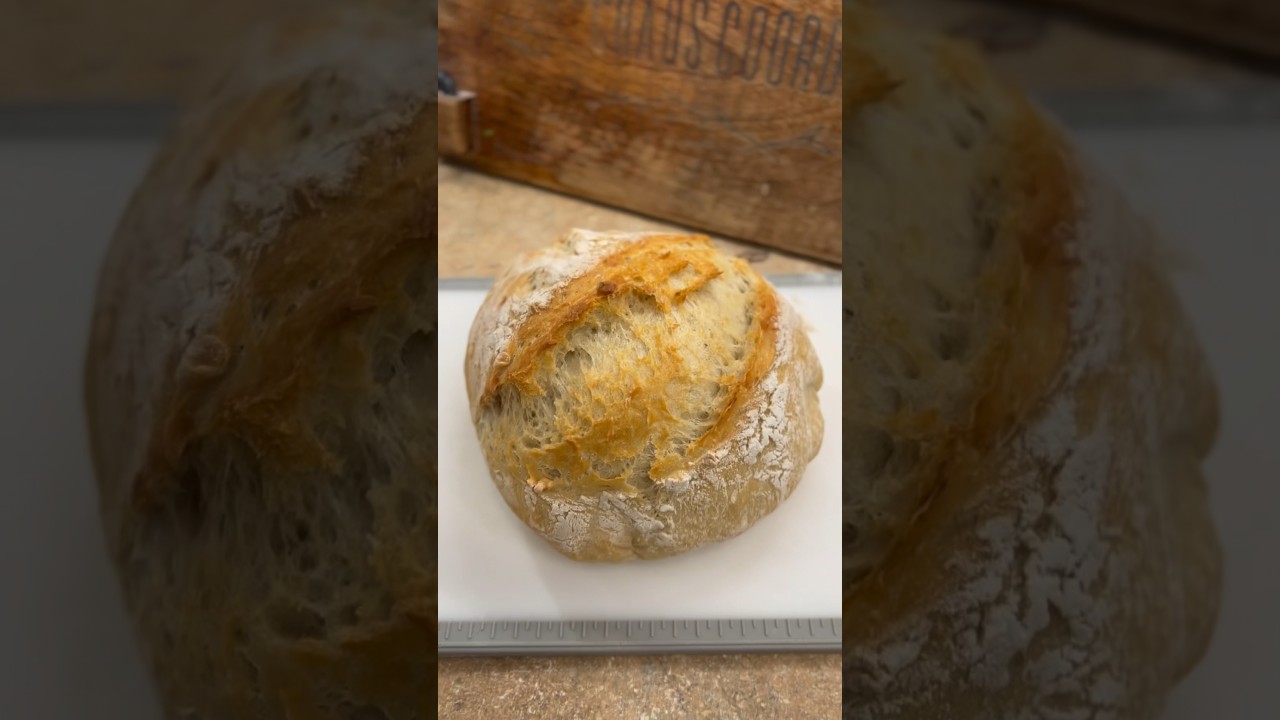 No Knead Dutch Oven Crusty Bread, no sourdough starter and only 4 ingredients #bread #homemade