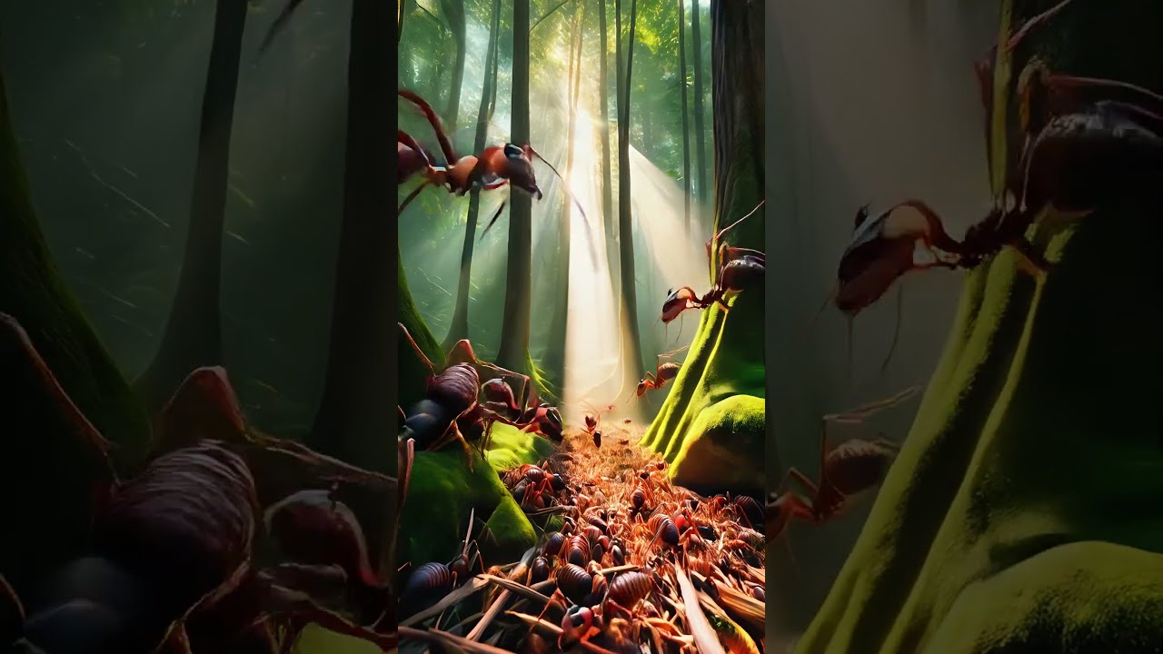 Ants armies fighting in the forest - Generated with Adobe Firefly #ants #firefly
