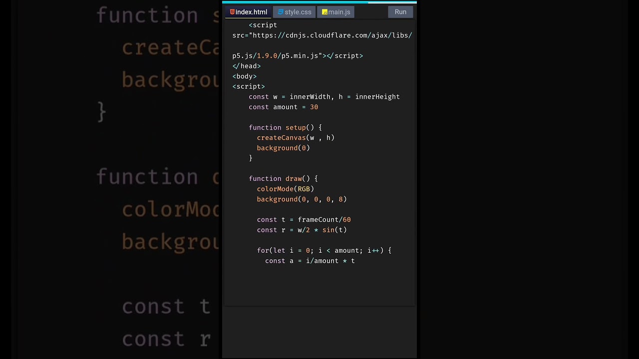 Create Particle Circular Pattern with HTML Canvas |HTML5 Canvas Tutorial #shorts #coding #JavaScript