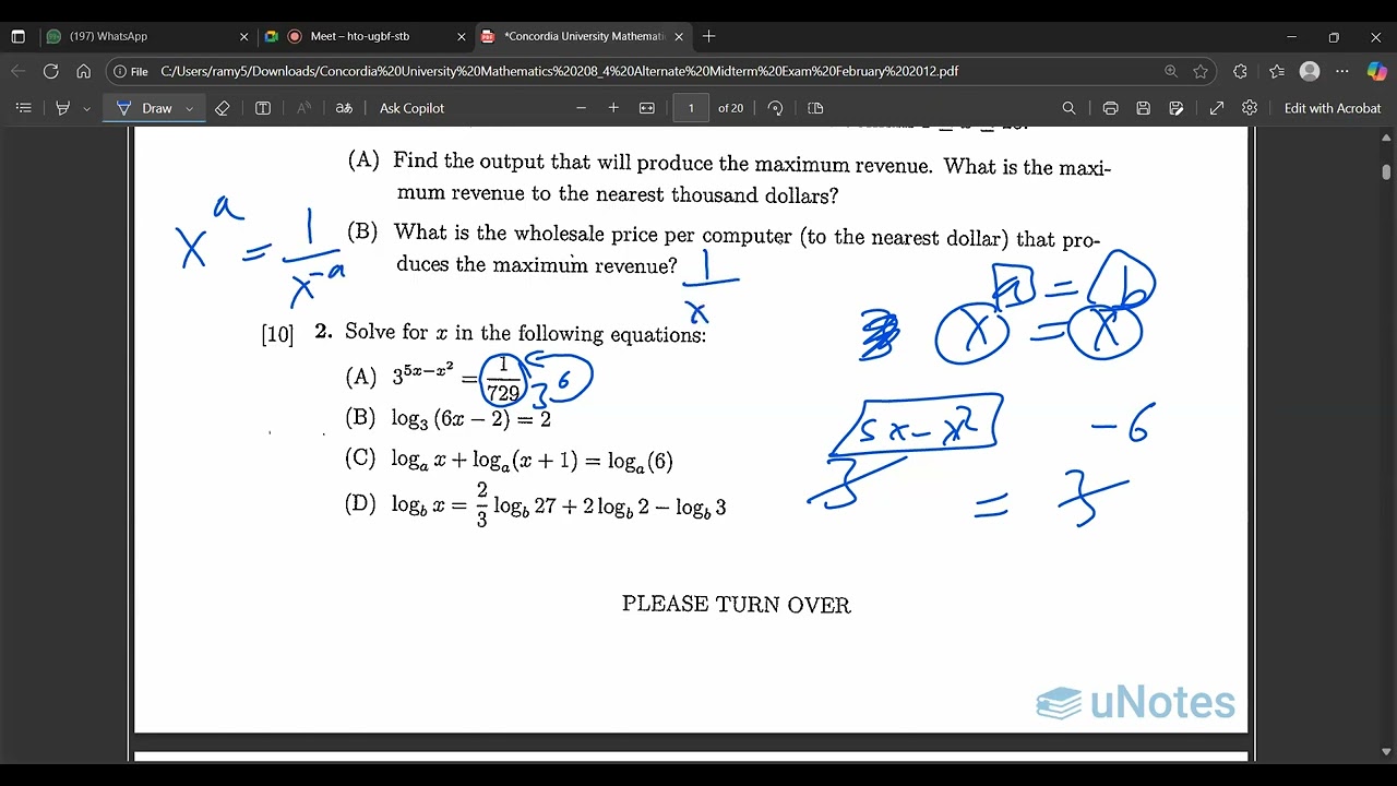 Math 208 midterm exam solution Concordia University