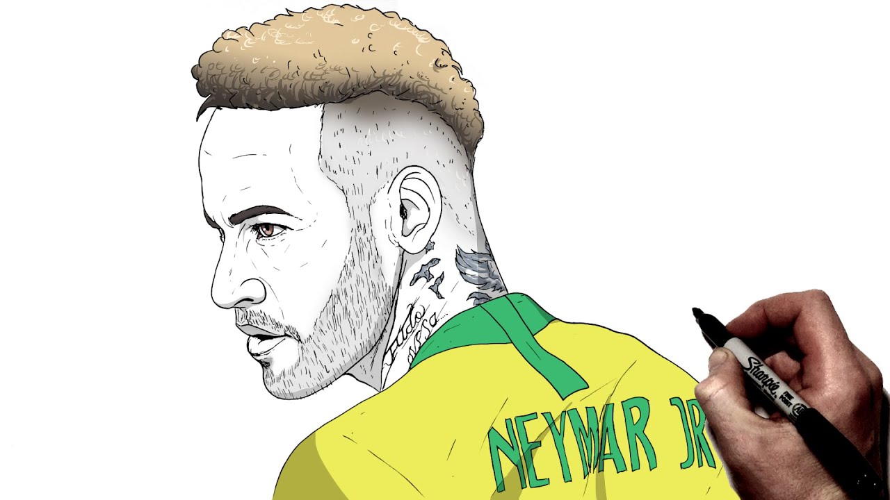 How To Draw Neymar Jnr | Step By Step | Football / Soccer
