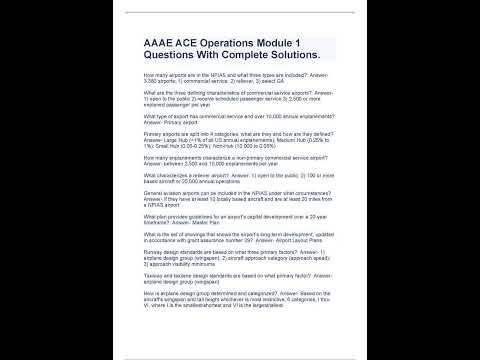 AAAE ACE Operations Module 1 Questions With Complete Solutions pdf