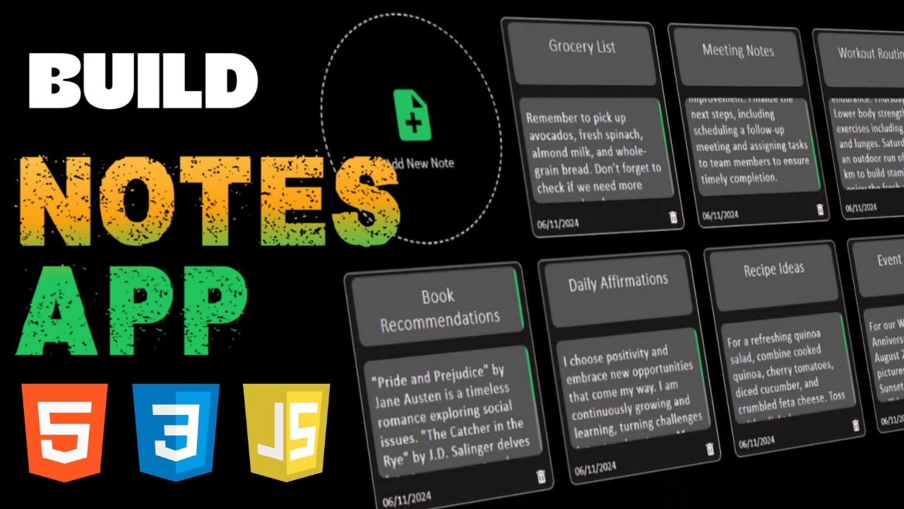 Notes App with Object-Oriented JavaScript | How to Build Notes App with HTML, CSS, and JavaScript