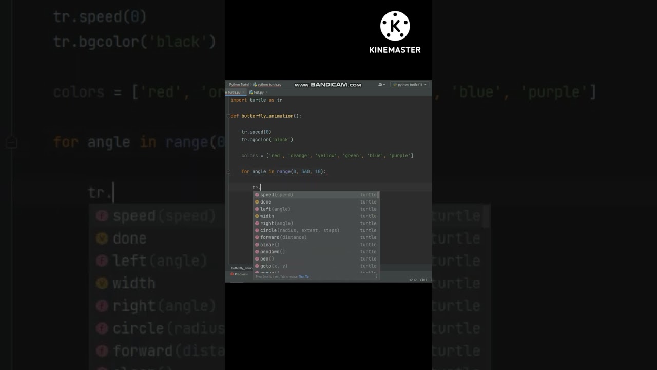 Butterfly Animation in Python Turtle #pythonturtle #tkinterhub