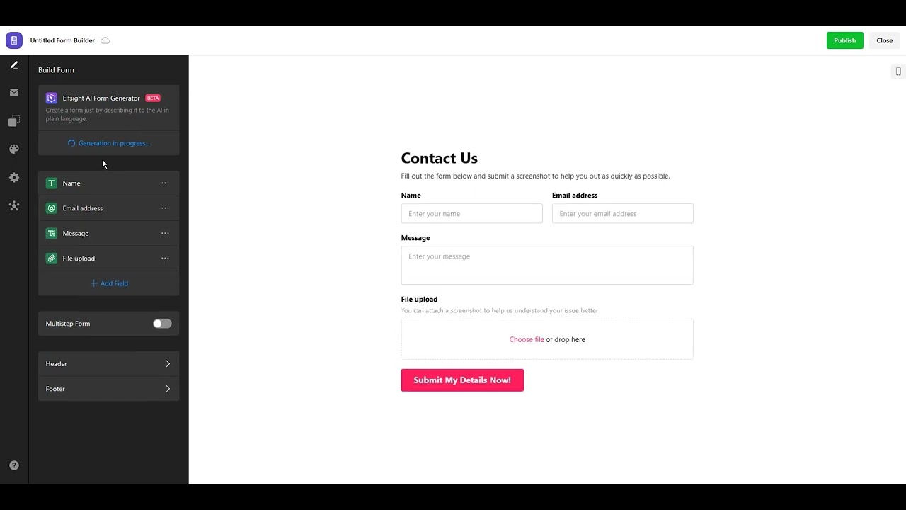 Elfsight AI Form Builder (Describe Fields)