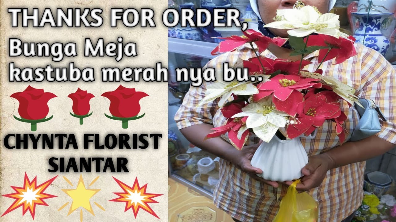 Orderan Bunga Meja - Bunga Kastuba Baldu pakai Pot/Vas Keramik