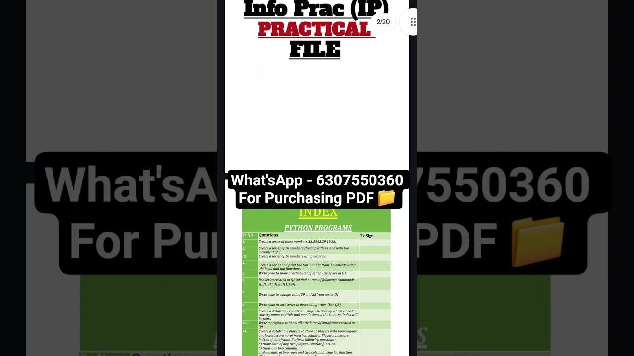 IP Practical File || CLASS 12th [2025-26] || WhatsApp-6307550360 For Purchasing PDF