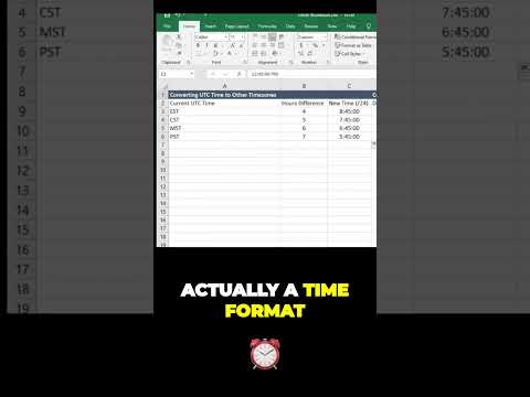 Excel Time Zone Conversion: UTC to North American Timezones (0/24 Method)