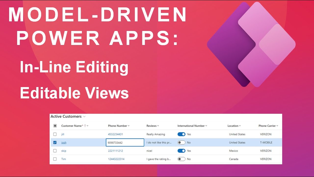 Model Driven Power App Editable View and In-Line editing