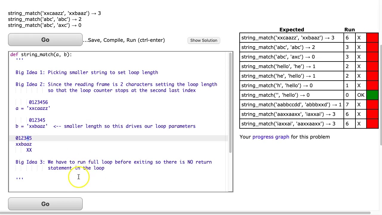 Codingbat - string_match (Python)