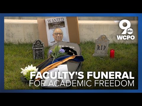 Faculty hold "funeral for academic freedom" in protest of state law banning DEI on college campuses