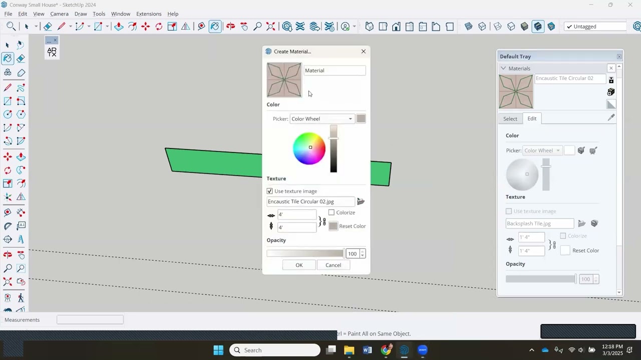 Sketchup - Kitchen Backsplash with Custom Tile Material
