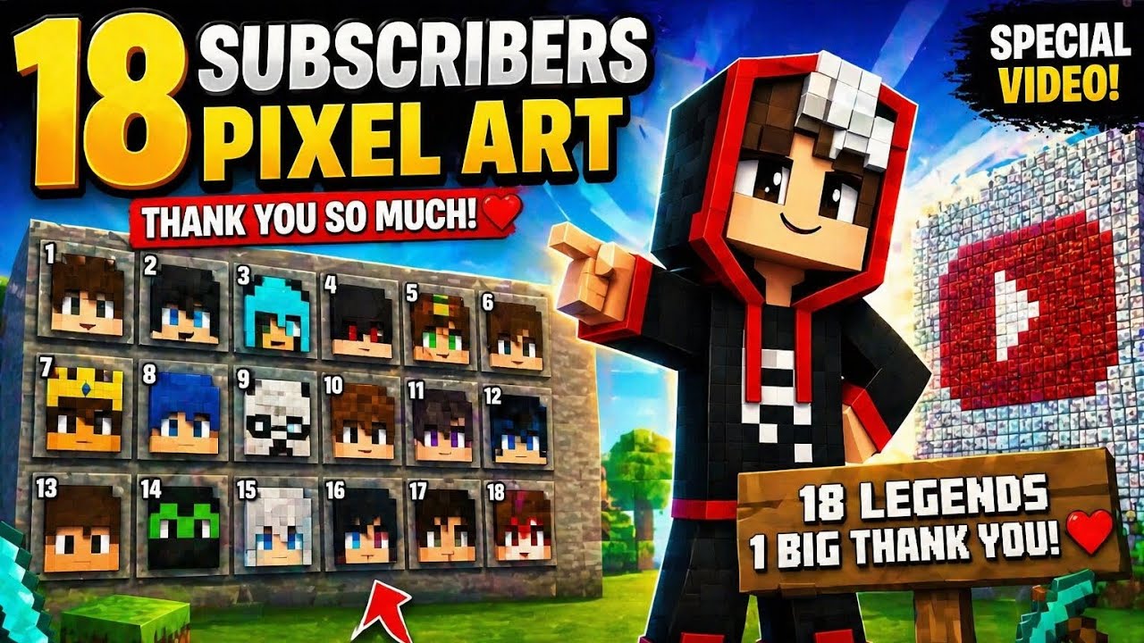 I Built 18 Subscribers in Minecraft Pixel Art 😱🔥