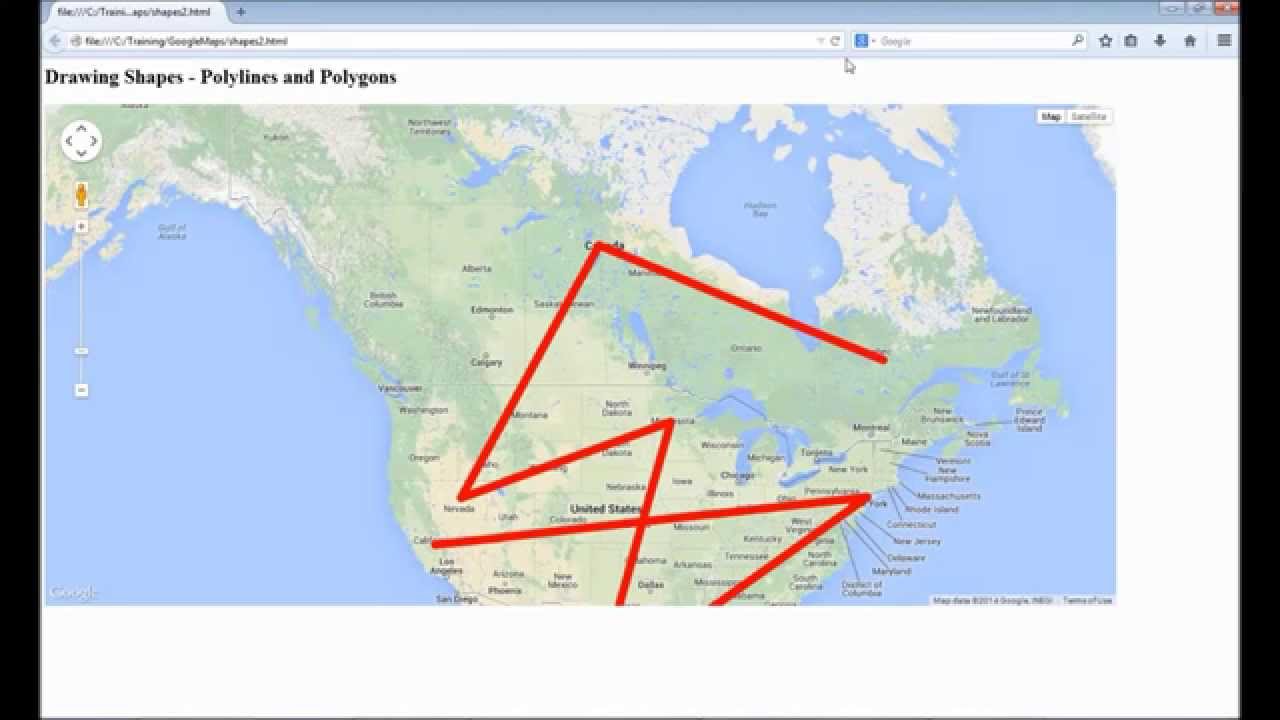 5. Drawing Shapes #2 - Polylines and Polygons in Google Maps (v3)