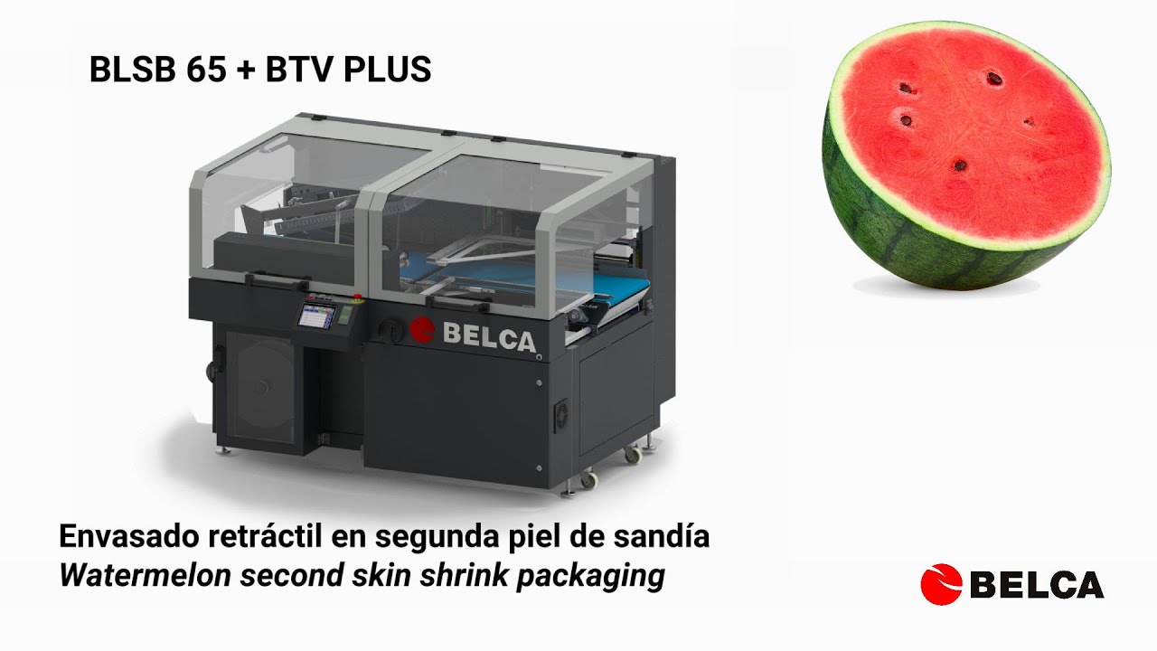 Shrink packaging of half a watermelon with BLSB 65 and BCL film - BELCA
