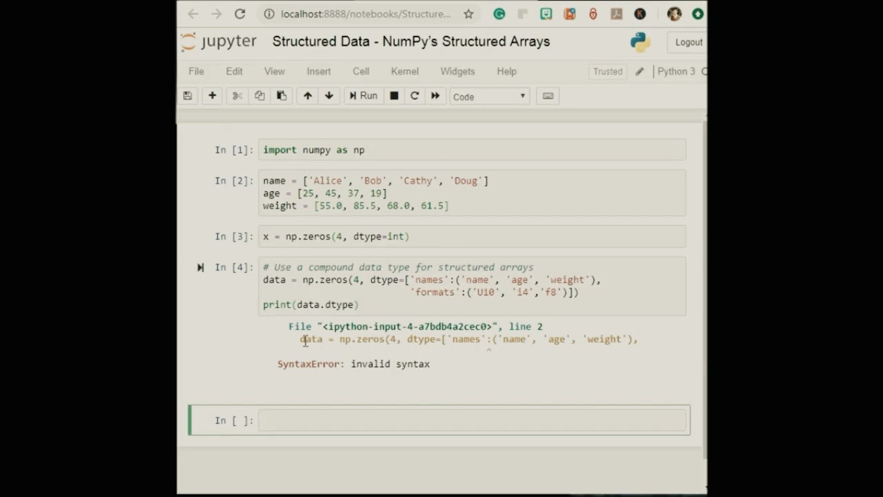 Structured Data - Numpy Structured Array || Python|| Numpy || Data Science || Machine Learning