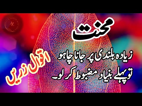 Hard Working Quotes In Urdu | محنت | Aqwal e Zareen | Golden Words |#aqwalezareenwithsohail