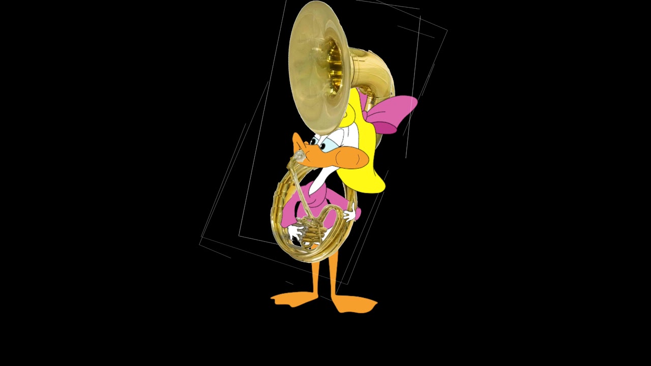 Shirley the loon likes to play her sousaphone with pressing her valves