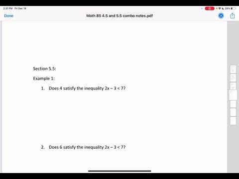 Section 5.5 solve a linear inequality and graph the solution set