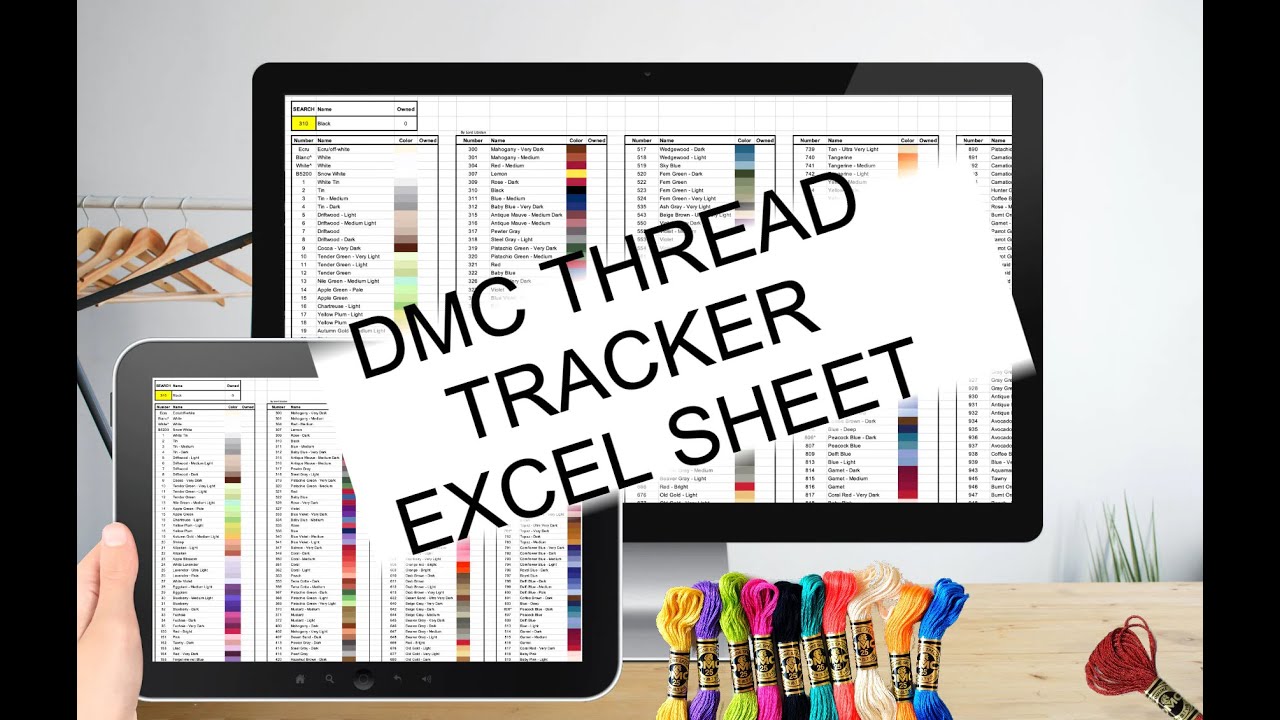 DMC Thread Color Chart Tracker Inventory Spreadsheet How-To