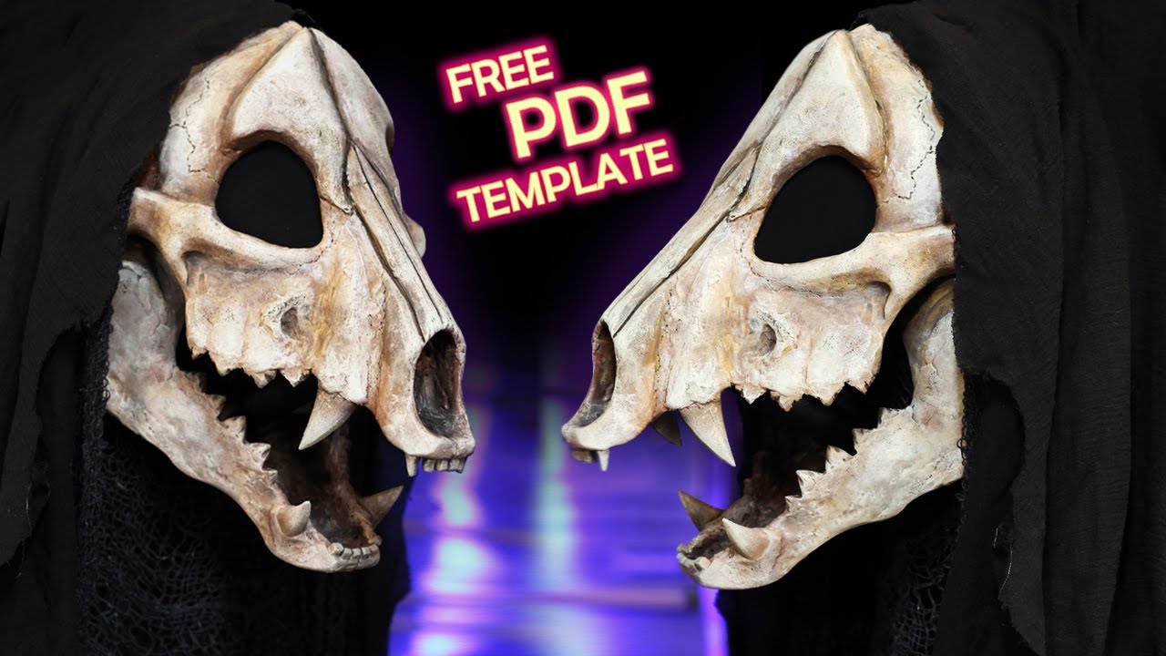 How to Make a Dog Skull Mask with Moving Jaw - Free Foam Templates - Werewolf Fursuit Head Tutorial