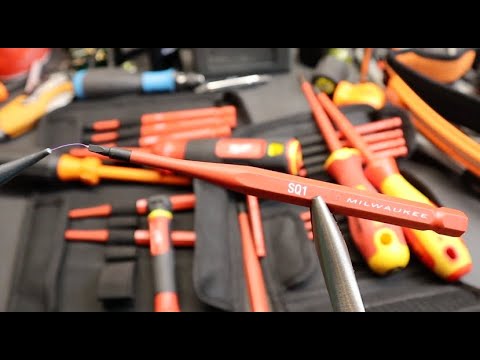 1000v Insulated Milwaukee 8-bit slim screwdriver sets: Regular sized and Precision in roll-up cases.