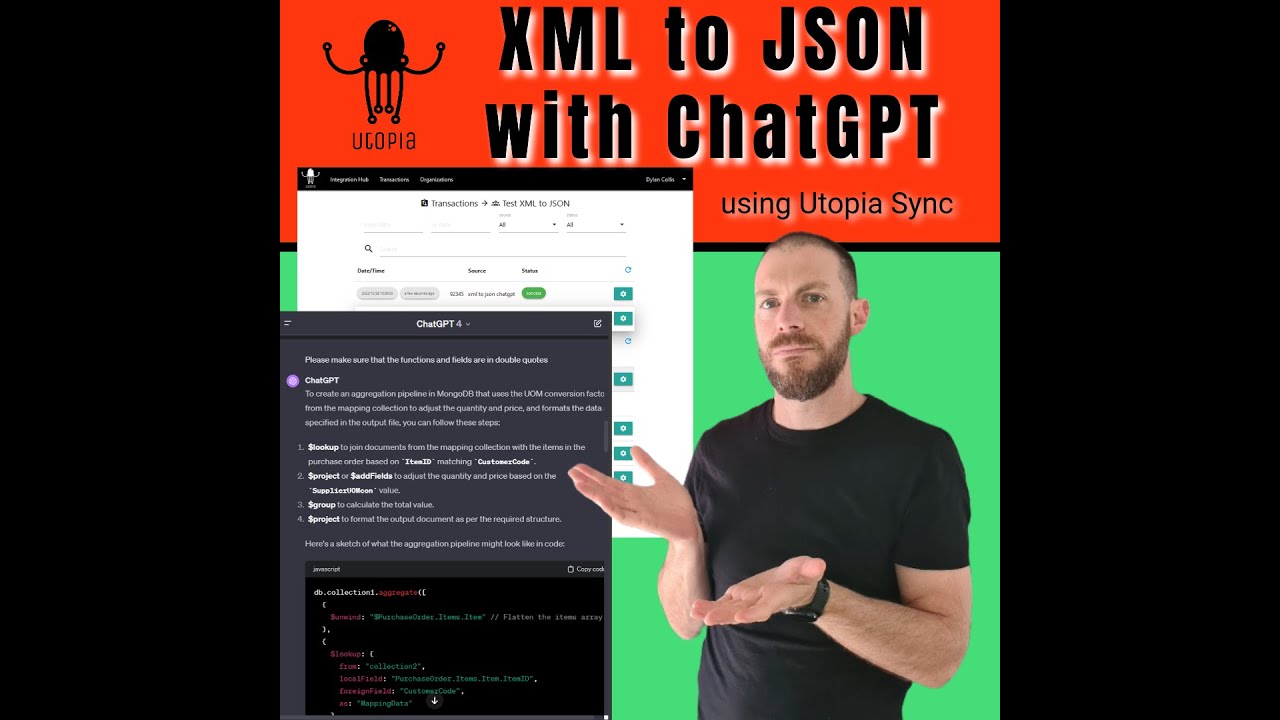 XML to JSON with ChatGPT using Utopia Sync Workflow