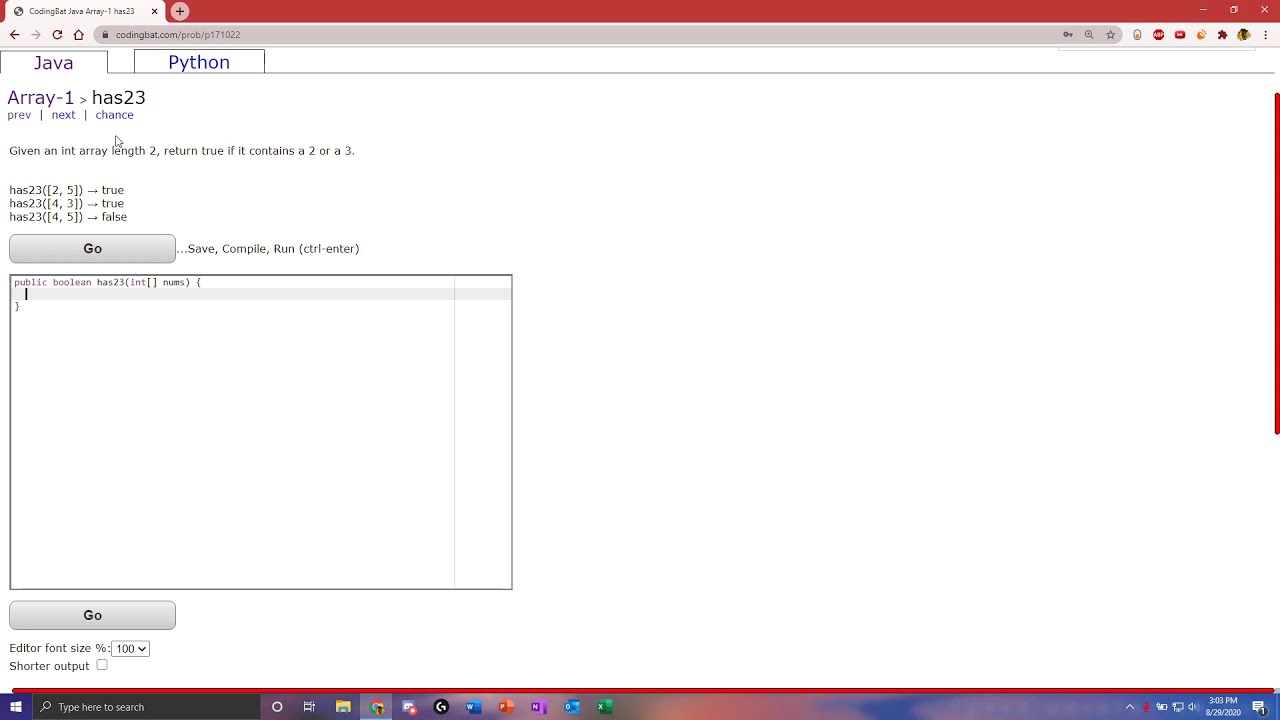 Array-1 (has23) Java Tutorial || Codingbat.com