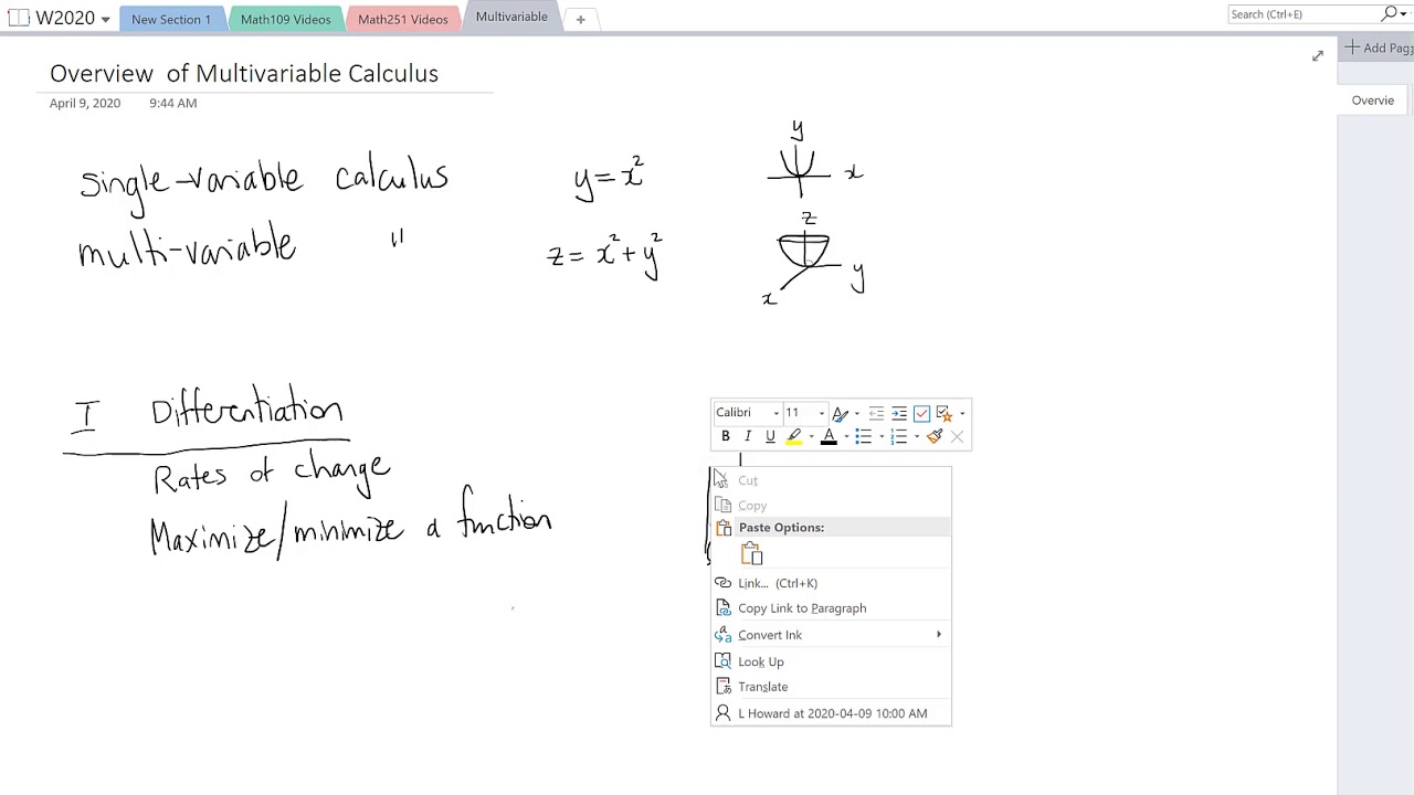 11.7/12.1/12.2 Overview of Multivariable Calculus