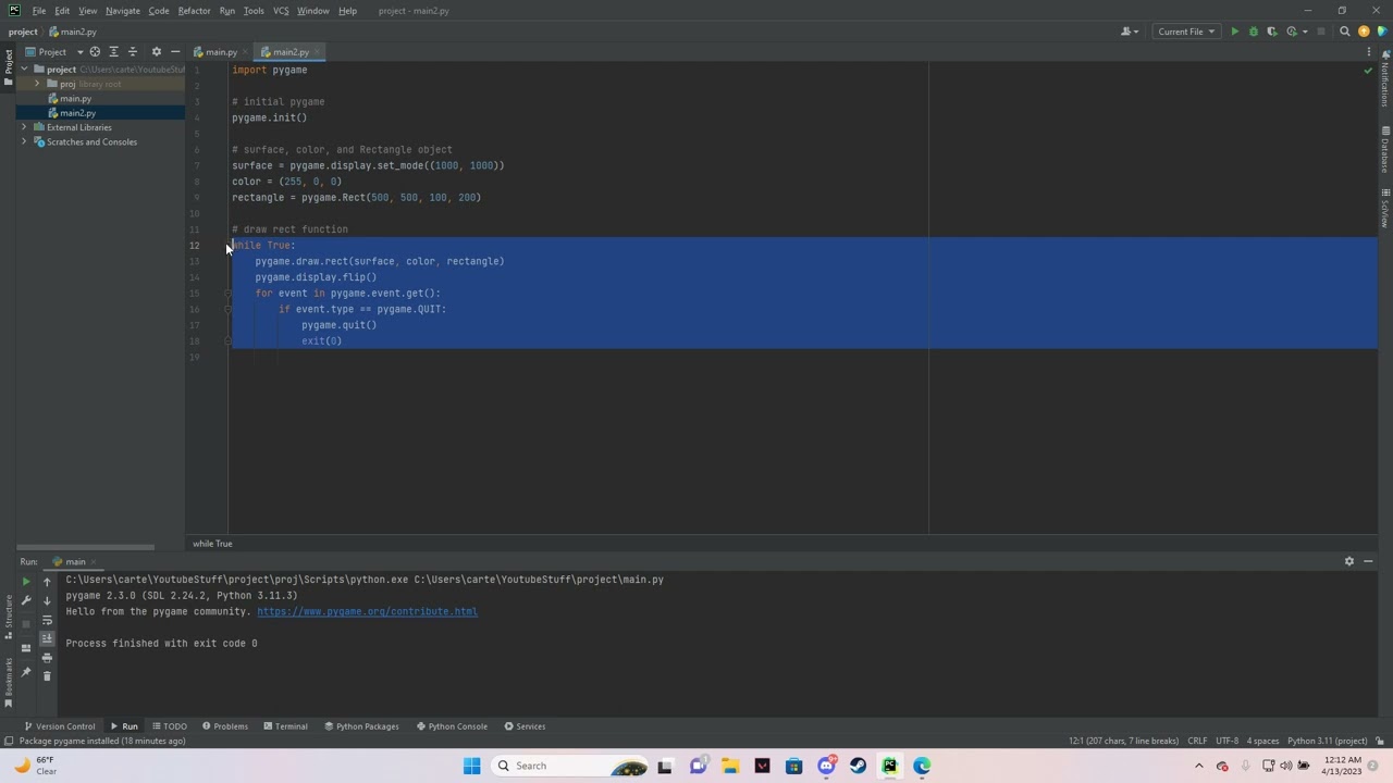 How to draw a rectangle in Pygame - Python Programming Tutorial