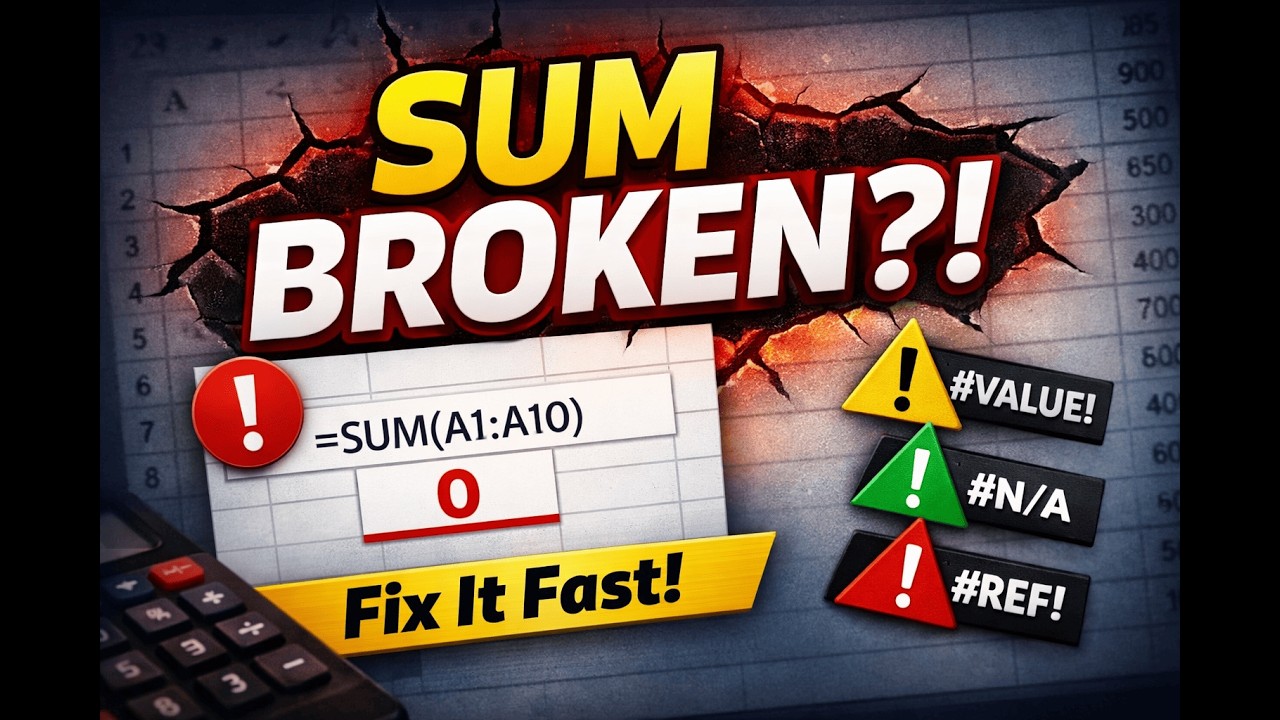 Why Excel SUM Formula Isn’t Working — 7 Hidden Errors & Fixes