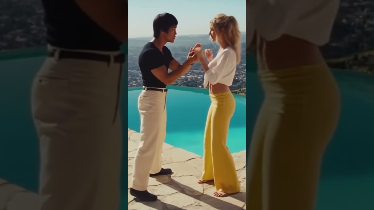 Bruce Lee teaching Sharon Tate Jeet Kune Do