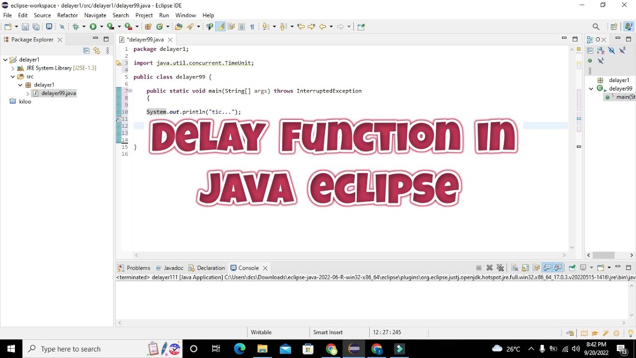 how to use delay in java in eclipse | introduce delay in java in eclipse ide