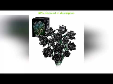 Latest Products You Must Know! 12PC Black Rose Building Blocks Plant Bouquet Simulated Roses Flo