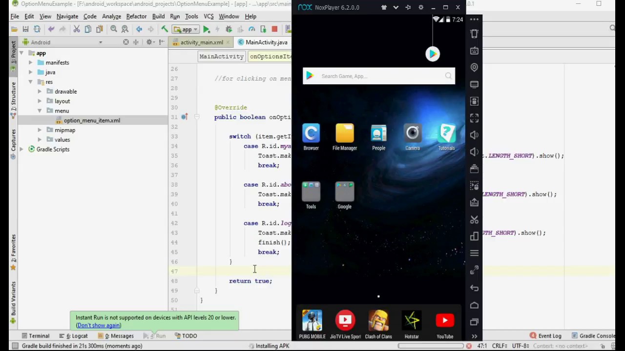 Create Simple Option Menu (Android Studio + Java)