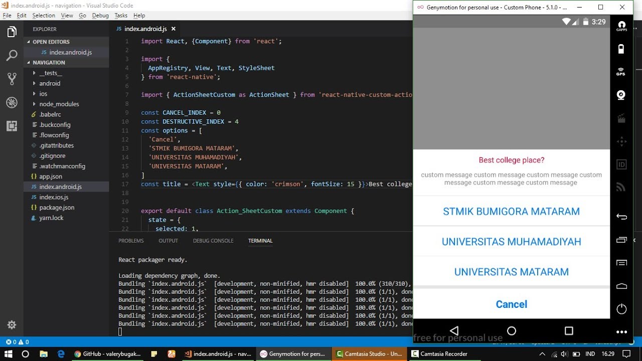 React Native - How to make Action Sheet Custom