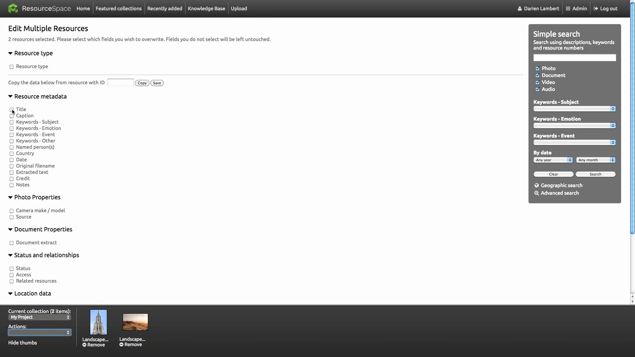 ResourceSpace - Working with collections