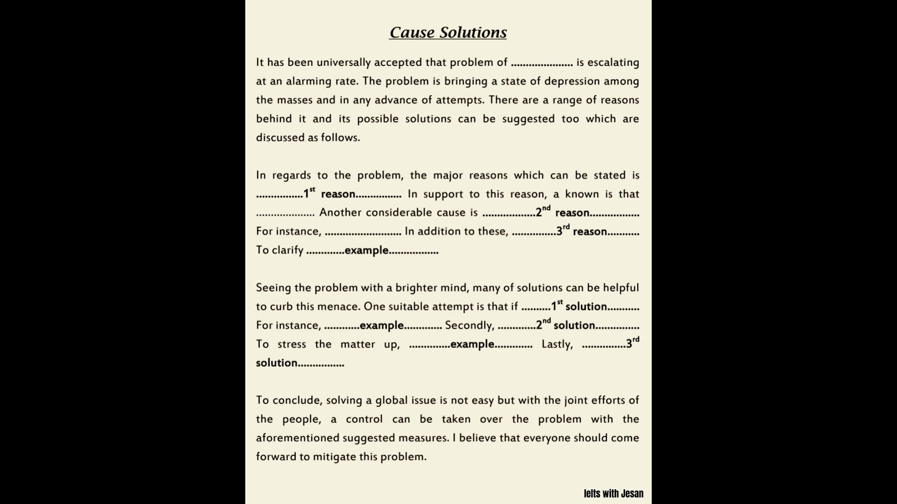 IELTS writing task 2 template. Cause solution type. #ielts #ieltswriting#ieltspreparation #ieltstips