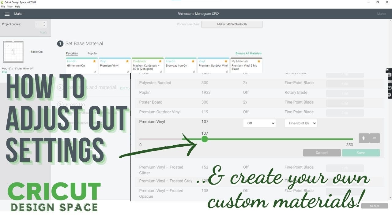How to Adjust Blade Pressure and Material Settings on Cricut Cutting Machine