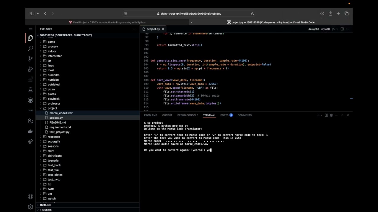 CS50P Final Project - Morse Code Translator