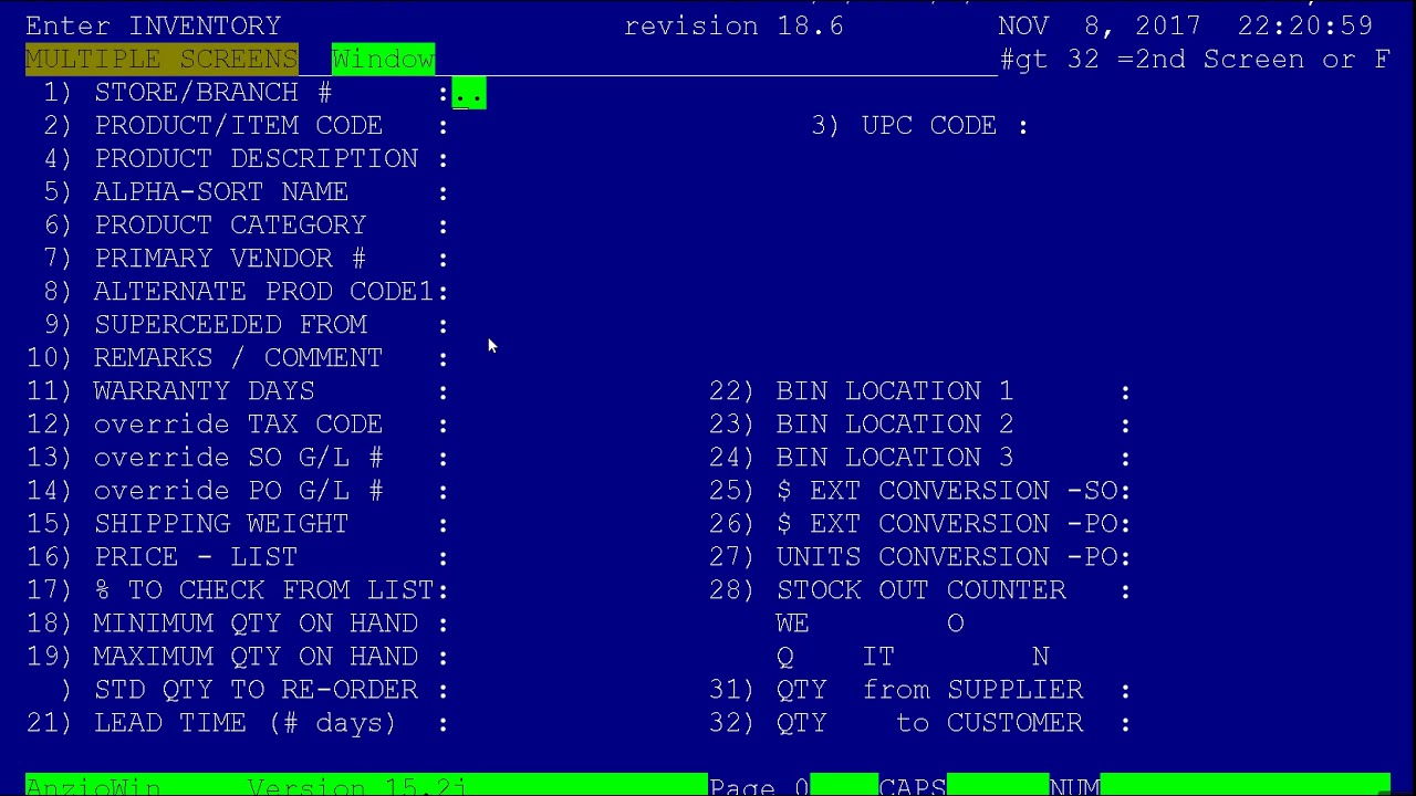 Enter a New Inventory Item