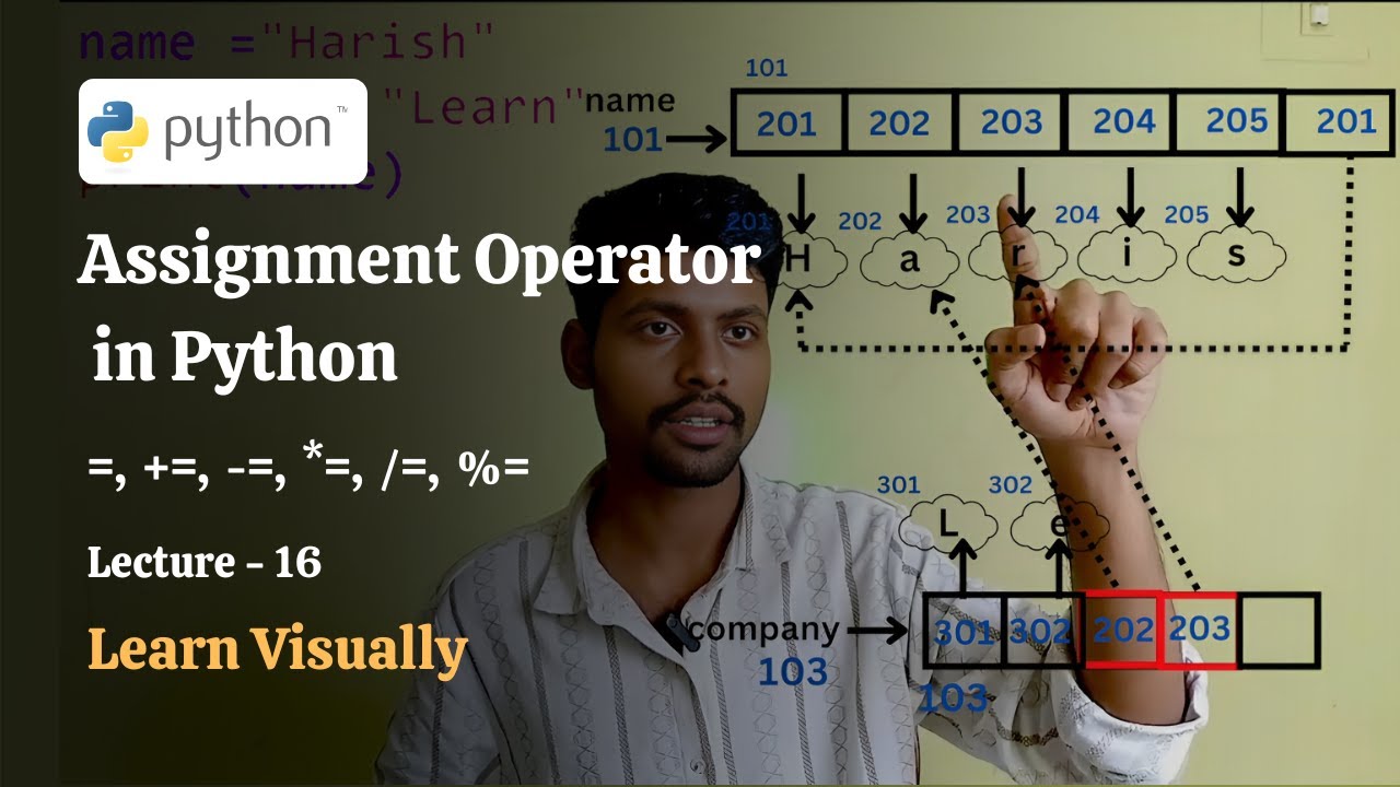 Assignment Operator in Python​ | Lecture - 16 | Beginner Python Tutorial Course for Web Development