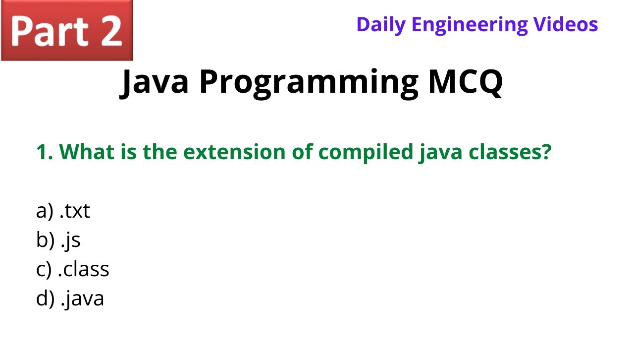 Part-2 Java Programming MCQ | Java mcq questions and answers