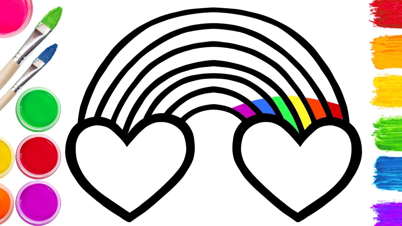 Drawing and Coloring Rainbow heart | easy acrylic painting