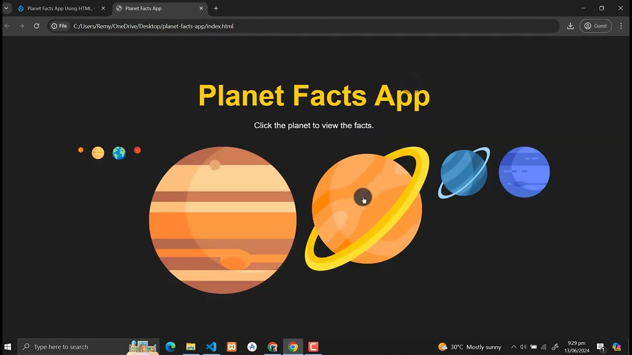 Planet Facts App HTML, CSS and JavaScript with Source Code