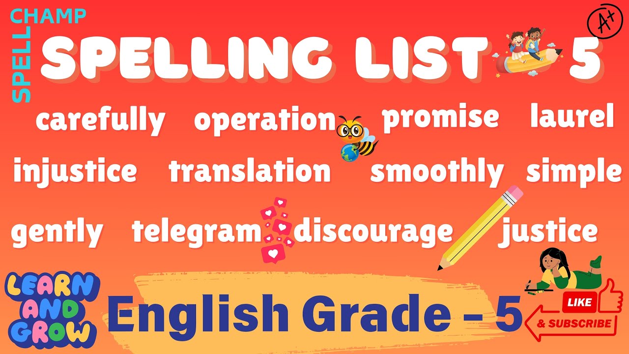 English Grade 5 Spelling List 5