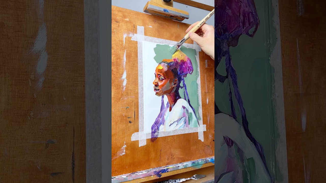 Colorful Acrylic Portrait practice #art #painting #colorfulart