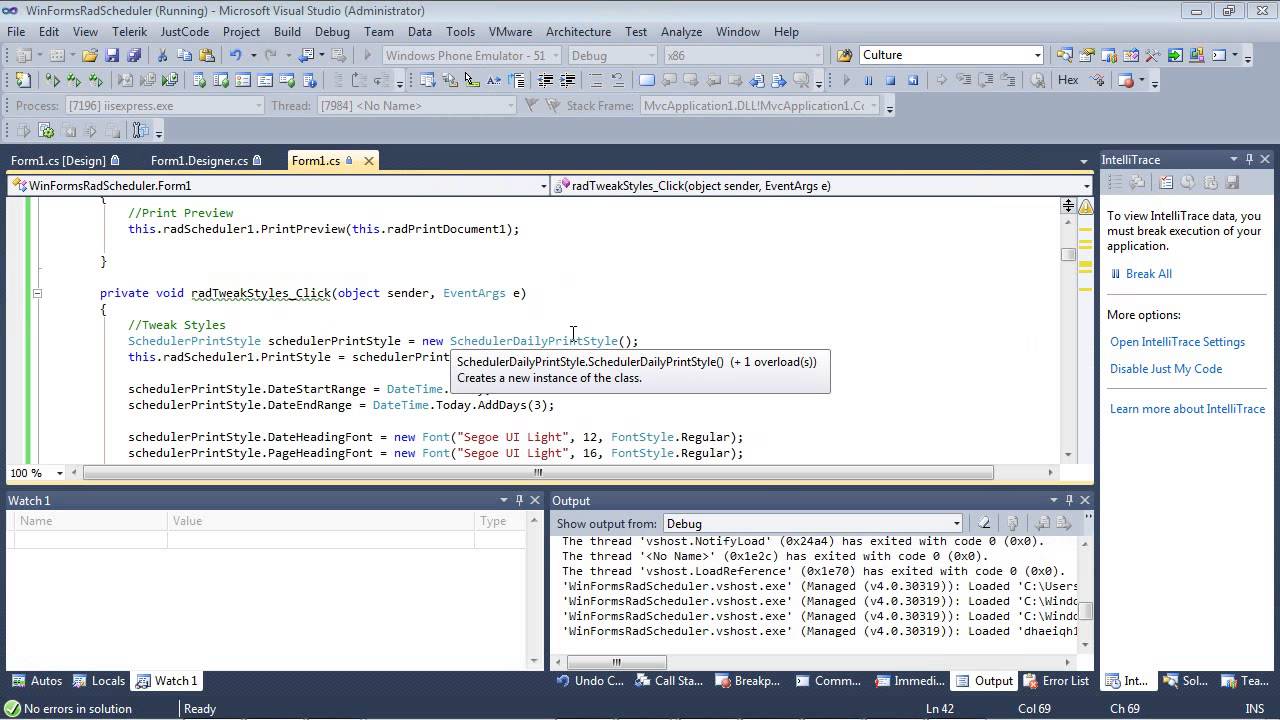 Getting Started with Printing for Winforms RadScheduler