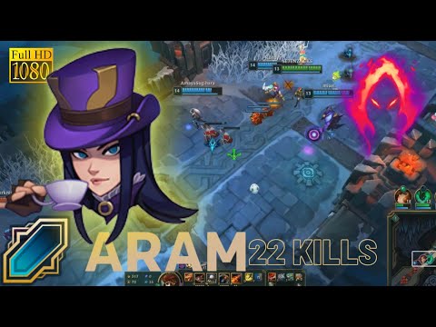 Full Lethality + Dark Harvest Build Caitlyn 22 KILLS ARAM Gameplay - LEAGUE OF LEGENDS No Commentary